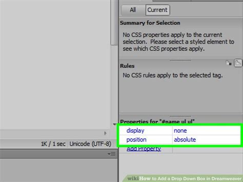 how to add a drop down box in dreamweaver with pictures
