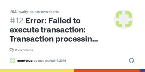 error failed to execute transaction transaction processing for