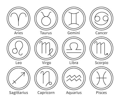 Signos Del Zodiaco Horóscopo Astrología Símbolos Línea Minimalista Arte