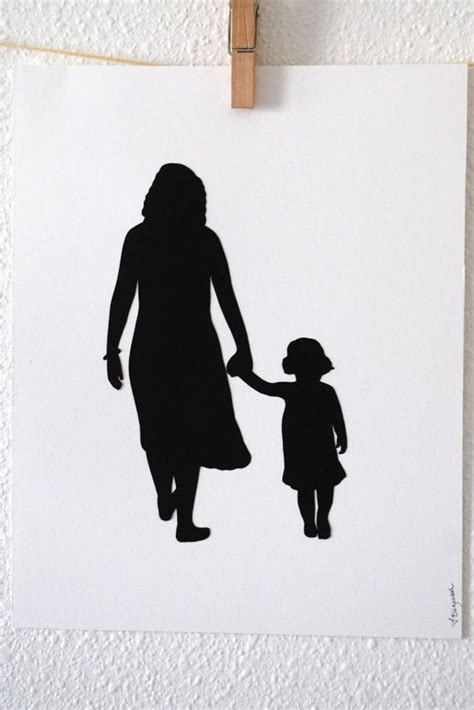 Mother And Daughter Silhouette Drawing