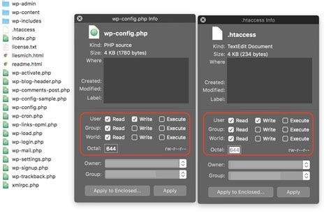 how to make system files htaccess wp config php writeable wp