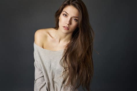 Wallpaper Face Women Long Hair Brunette Bare Shoulders Singer