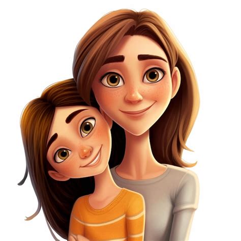 Premium Photo Cartoon Illustration Of A Woman And A Girl Hugging Each