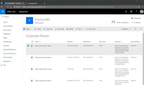 using sharepoint online document libraries as a document