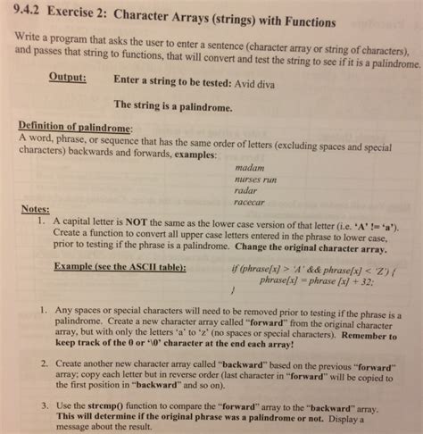 solved 942 exercise 2 character arrays strings functions