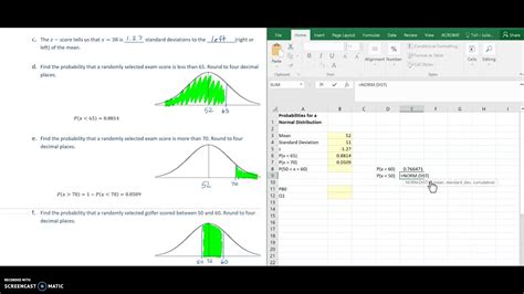 normal distributions in excel youtube