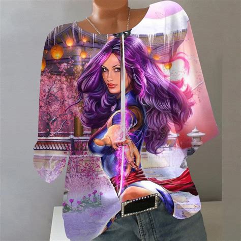 Satın Alın Womens Casual Summer New Loose Print Top Plus Size Fashion
