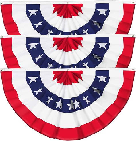 3 Pack Usa Pleated Fan Flag 1 5x3 Feet American Bunting 4th Of July