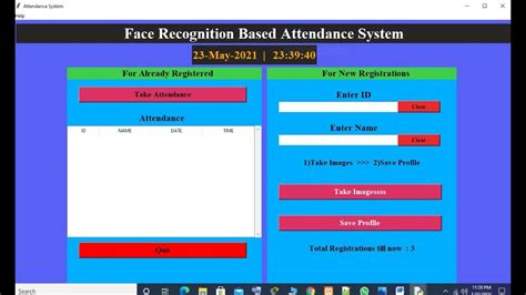 python face attendance system youtube