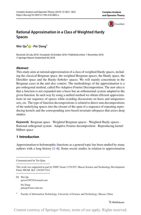rational approximation in a class of weighted hardy spaces request pdf