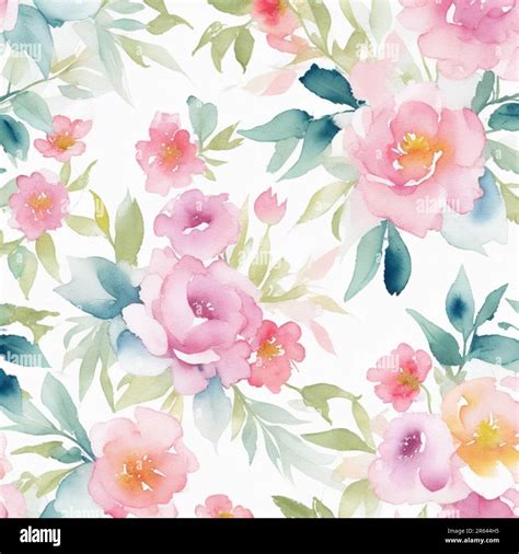 Floral Background With Beautiful Watercolor Flowers And Leaves Design