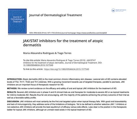 Jak Stat Inhibitors For The Treatment Of Atopic Dermatitis Tiago