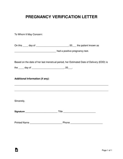 What Is A Pregnancy Verification Printable Form Templates And Letter