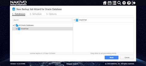 oracle database backup with nakivo backup and replication