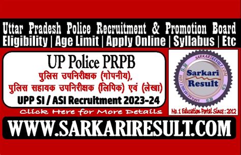 Uttar Pradesh Up Police Prpb Si Asi Online Form 2024 For 921 Post