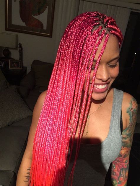 Pink Medium Size Box Braids Long Box Braids Styling Long Box