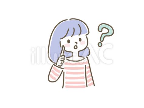 手描き首をかしげる女性イラストはてな？イラスト No 2638899｜無料イラスト・フリー素材なら「イラストac」