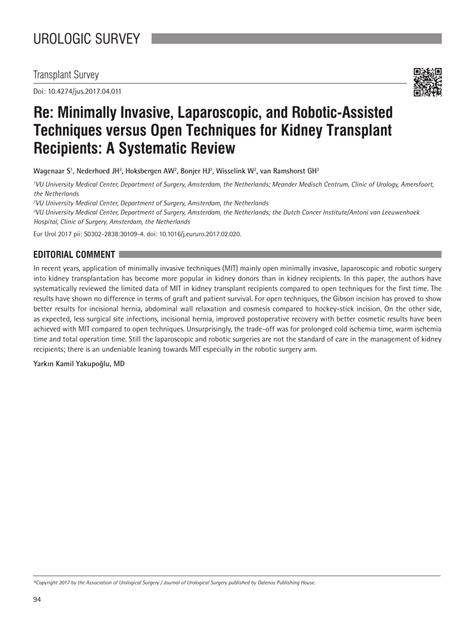 Pdf Re Minimally Invasive Laparoscopic And Robotic Assisted