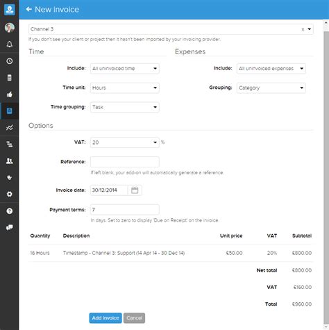 timestamp help invoices creating invoices