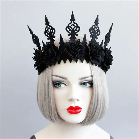Haimeikang Black Flower Halloween Crown Party Hairband Gothic Role