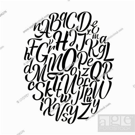Hand Drawn Lettering Font Brush Script Calligraphy Cursive Type Stock