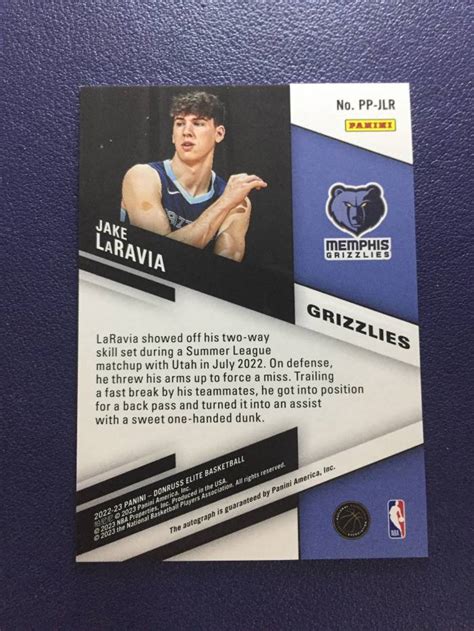 2022 23 Panini Elite Jake Laravia 【大树代卖】杰克拉拉维亚 灰熊 新秀 签字 墨迹完美 卡签 精英 Pen签