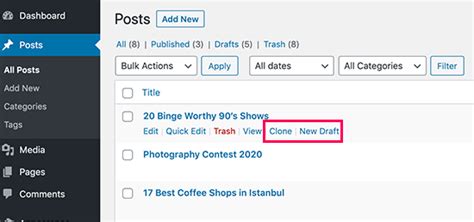 how to duplicate a wordpress page or post with a single click