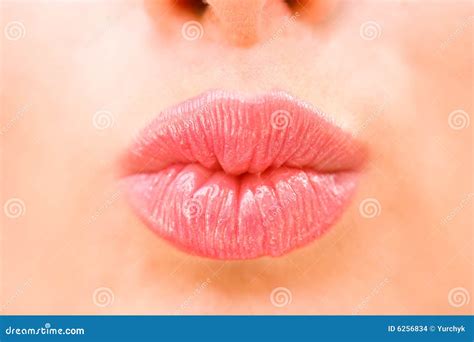Jonge Vrouw Het Kussen Lippen Stock Foto Image Of Schoonheidsmiddelen