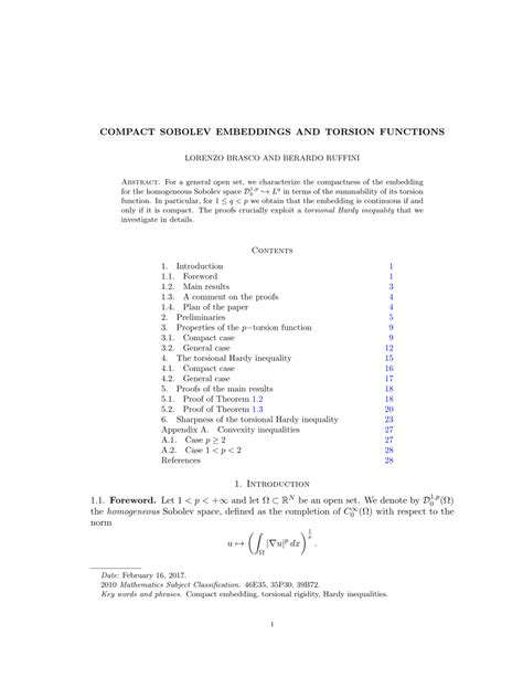 pdf compact sobolev embeddings and torsion functions