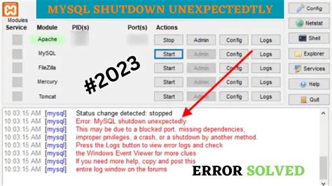[solved] error mysql shutdown unexpectedly how to solve mysql error