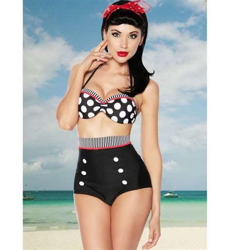Polka Dots Retro Push Up Bikini Bk7766