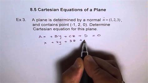 Find Cartesian Equation Of Plane Ex3 Youtube