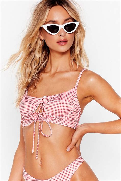 Check Me At The Beach Gingham Bikini Set