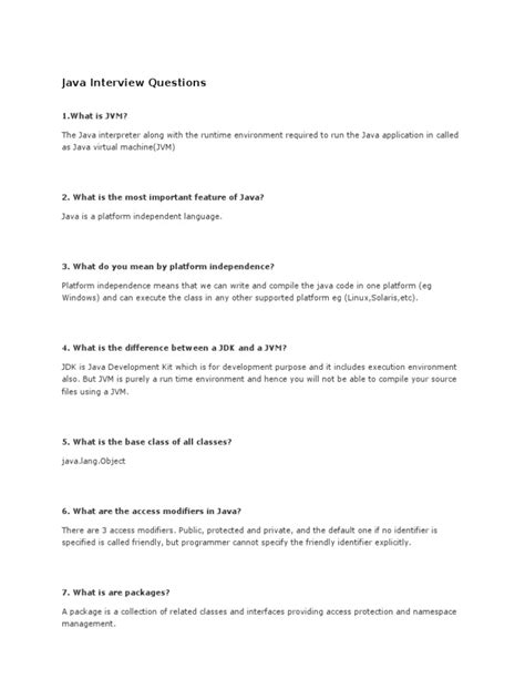 java interview questions java programming language class