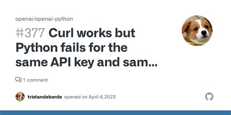 curl works but python fails for the same api key and same request