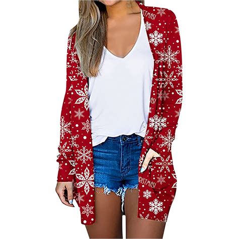 Sksloeg Christmas Long Cardigans For Women Trendy Fall Kimono