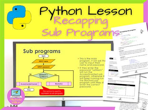 python recapping sub programs teaching resources