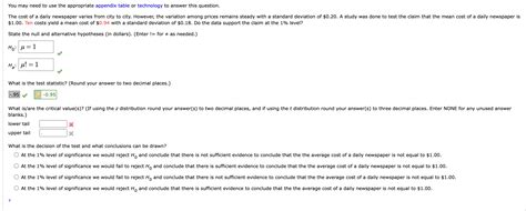Solved You May Need To Use The Appropriate Appendix Table Or