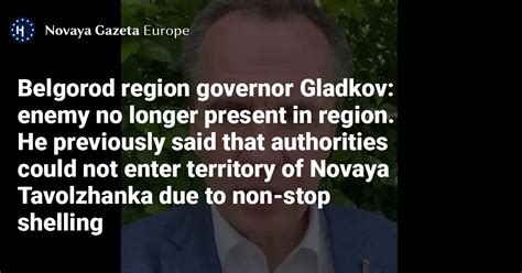 Belgorod Region Governor Gladkov Enemy No Longer Present In Region He