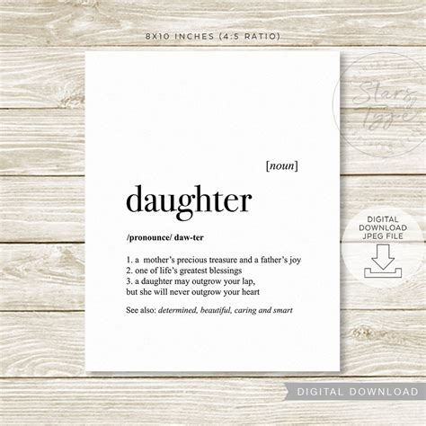 Daughter Dictionary Definition Meaning Printable Art Etsy