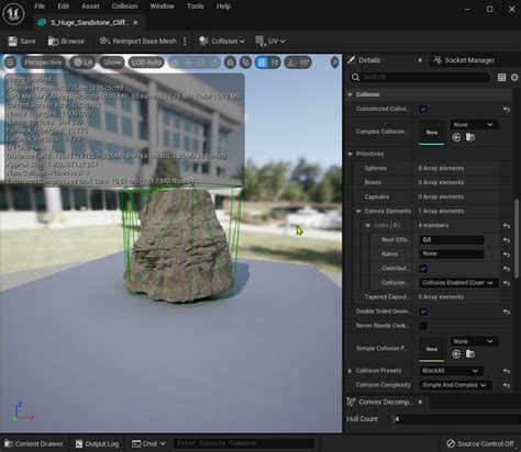 unreal 5 adding collision quantity after mesh is positioned within