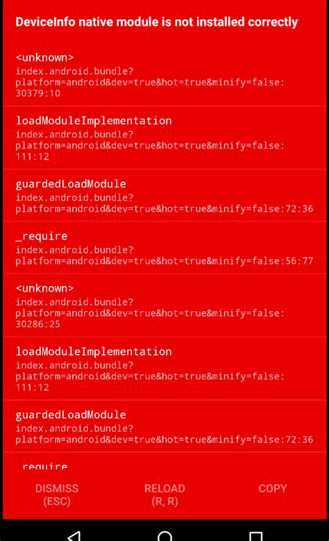 android deviceinfo native module is not installed correctly in react