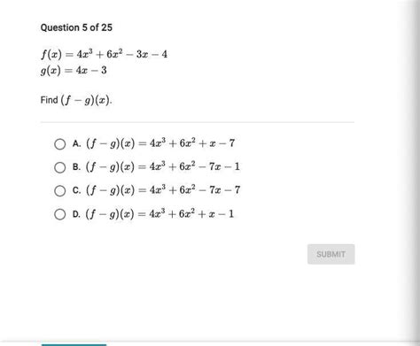 F X 4x 3 6x 2 3x 4 G X 4x 3 Find F G X