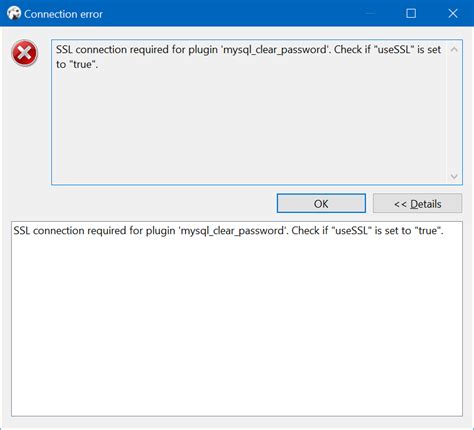 connecting to mysql server from dbeaver gives says check if usessl is
