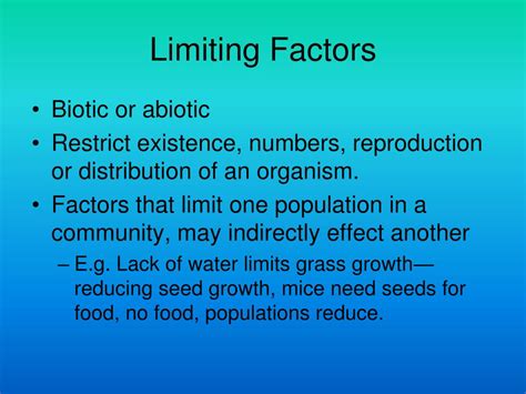 What Are Limiting Factors Examples