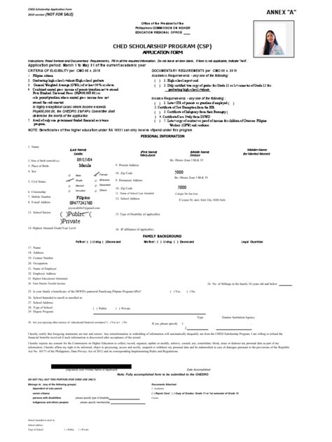Ched Scholarship Program Application Form Pdf