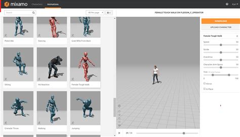 downloading multiple animations with mixamo flexsim community