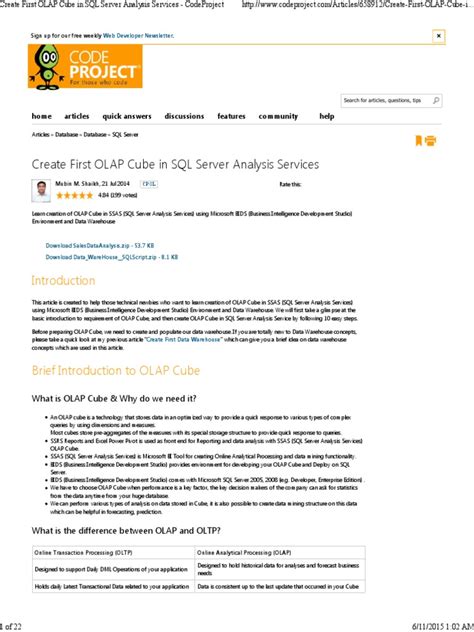 create first olap cube in sql server analysis services codeproject
