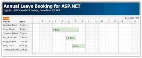 annual leave booking asp c vb sql server