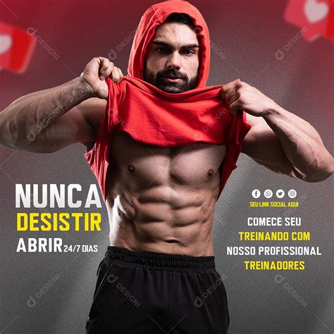 Social Media Nunca Desistir Comece Academia Psd Editável [download